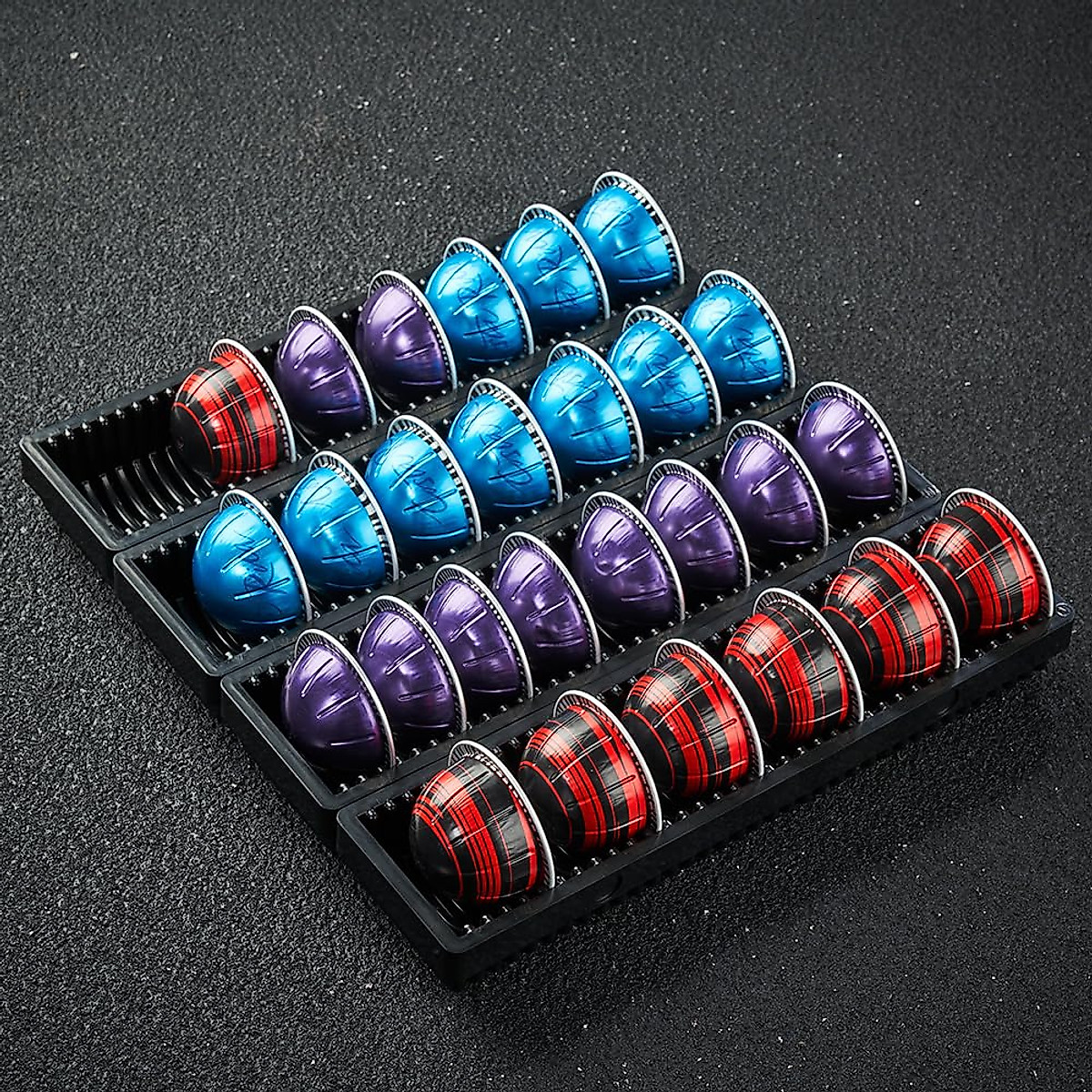 MAULEHUA Coffee Pod Drawer Organizer for Nespresso Vertuo Capsule,Coffee Capsule Storage Tray,Magnetic Connect Black-4Pack