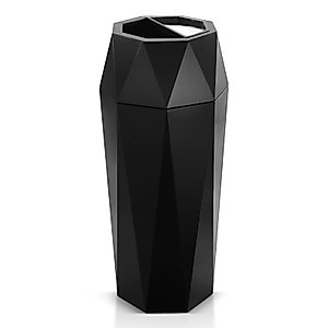 Dyna-Living Commercial Trash Can Outdoor Garbage Can with Lid Indoor Large Trash Bin Stainless Steel Industrial Waste Container Black