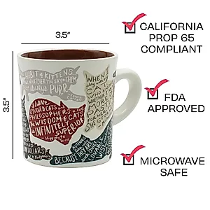 Literary Cat Mug - Kitten Quotes From Famous Writers Authors and Other Feline Lovers - Comes in a Fun Gift Box