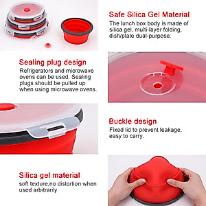 Guyuyii 4 Pack Collapsible Bowls for Camping - Space-Saving, Microwave, Dishwasher and Freezer Safe Camping Bowl with Lid for Travel, RV, Outdoor Adventures - 4 Sizes (1200 ml, 800 ml, 500 ml, 350 ml)