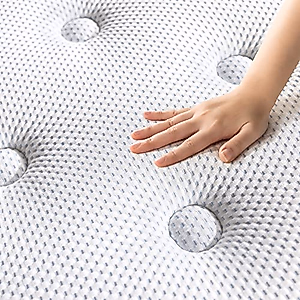 ZINUS 10 Inch Green Tea Cooling Gel Memory Foam HybridMattress / Pocket Innersprings for Motion Isolation / Edge Support, Queen, White