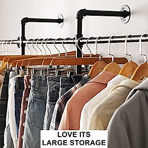 Industrial Clothing Racks Garment Racks – Wall Mounted Pipes Clothes Racks with Four Hanging Rods, Heavy Duty Garment Racks, Industrial Steampunk Closet Organizer Hall Tree (Metal Pipes-Black)