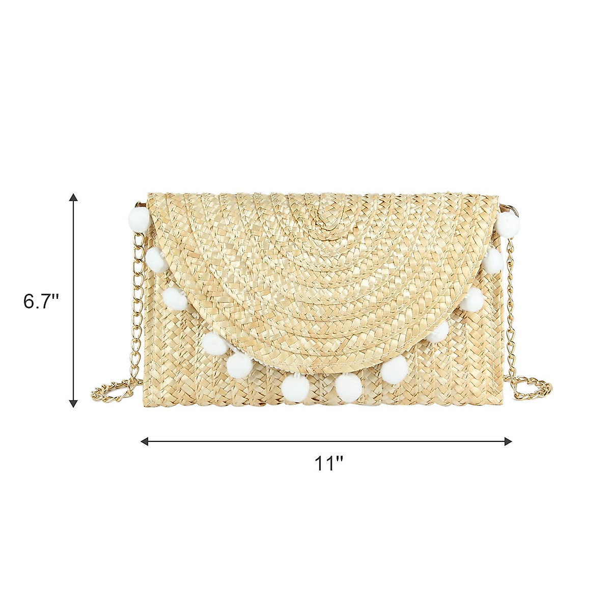 Freie Liebe Straw Crossbody Purse for Women Summer Beach Handmade Shoulder Bag Casual Envelope Woven Handbags