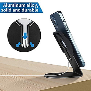 WENTT Aluminum MagSafe Charging Stand, a Mobile Phone Holder for Apple Magsafe Charger | OfficeHome Phone Holder for iPhone 12, 12 Pro, 12 Pro Max, 12 Mini (not Including MagSafe) (Black)