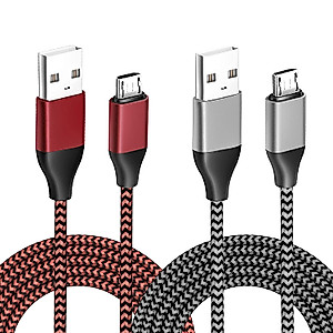 SISSFO 15FT Charger Charging for PS4 Controller Cable 2PCS Nylon Braided Micro USB 2.0 High Speed Data Sync Cord for Xbox One S/X, PlayStation 4, PS4 Slim/Pro Controller Charger and Play Cord