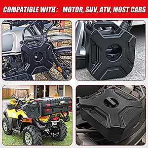 5L Emergency Backup Gas Can 1.3 Gallon Petrol Diesel Storage Gas Tank Fuel Container with lock & key Black Compatible With Motorcycle SUV ATV Most Cars Yacht