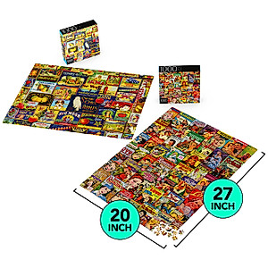 2-Pack of 1000-Piece Jigsaw Puzzles, Retro Comics and Fruit Labels, Puzzles for Adults and Kids Ages 8+, Amazon Exclusive