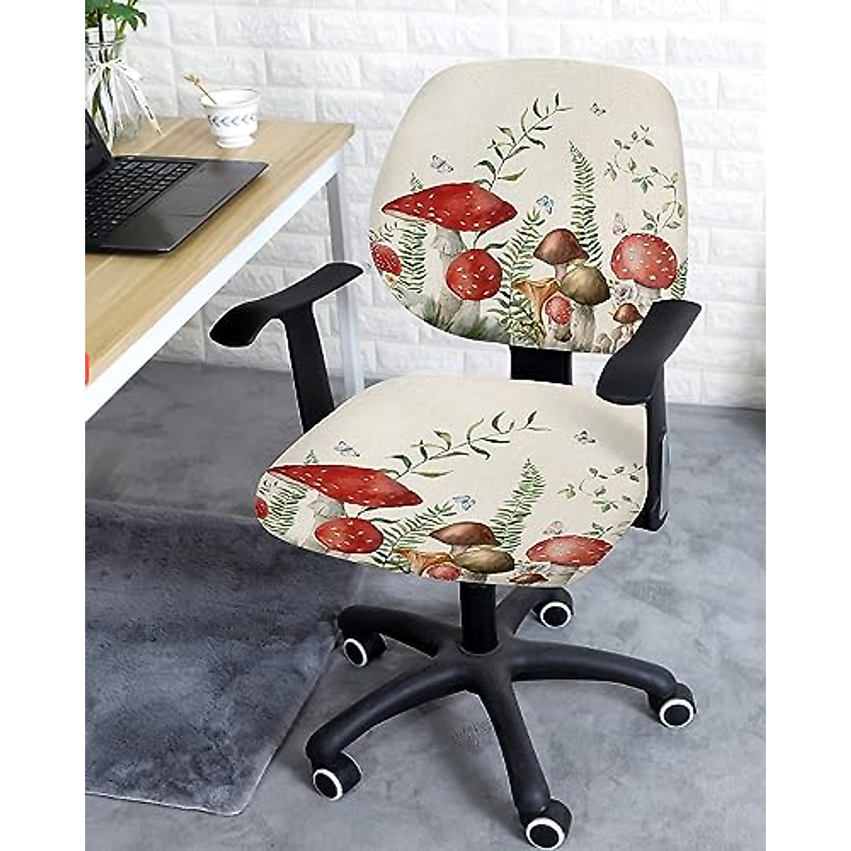 Big buy store Office Chair Cover Green Eucalyptus Leave Desk Chair Cover Stretch Elastic Universal Computer Chair Covers Mushroom Butterfly Stretch Rotating Chair Slipcovers Protectors