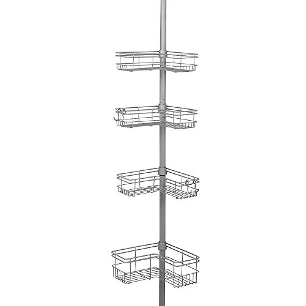 Zenna Home Tension Pole Shower Caddy, Satin Nickel & Expandable Over-The-Shower Caddy, Chrome