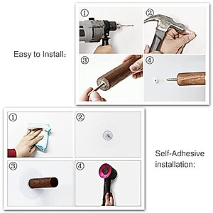Alaisee Hair Dryer Holder, Wood Wall Mount Holder for Dyson Supersonic Hair Dryer, Walnut