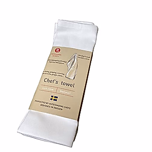Professional Secrets Chef's Kitchen Towel - Designed in Sweden Cooking Essentials, 100% Super Absorbent Cotton Dish Cloths for Drying, Cleaning, Insulating, Gripping, Covering - White. 2-Pack