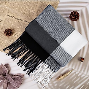 YSense Women's Long Plaid Blanket Scarf Chunky Oversized Winter Fall Warm Scarf Big Tartan Scarves Wrap Shawl Ladies Gifts