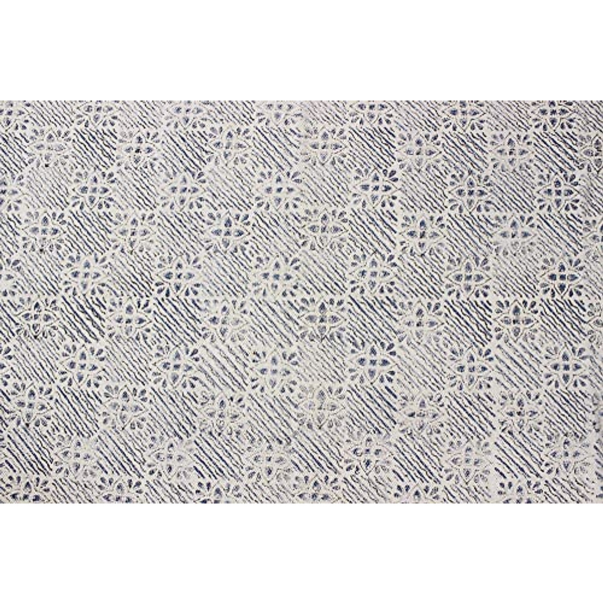 Casavani Hand Made Cotton Dhurrie Abstract Blue & Beige Tassel Rug Easy Care Washable Rugs for Doormat Entryway Living Room Bedroom Hallway Balcony 12x12 Feet Square