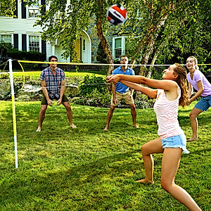 Franklin Sports Volleyball Net Set with Volleyball, Portable Net & Ground Stakes - Beach or Backyard Volleyball - Family