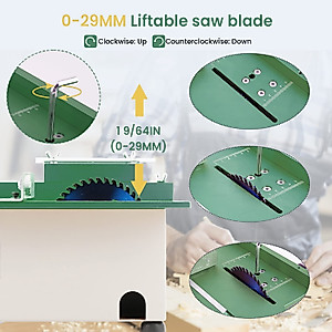 Huanyu Mini Table Saw 300W 1.14IN Cut Depth Portable Precision Hobby Table Saws Set for Wood Model DIY Crafts Woodworking 0-180° Angle Cutting Multifunctional 7-Level Speed Adjustable