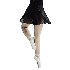 Zando Chiffon Ballet Wrap Skirt for Girls Training Dance Outfit Toddler Ballerina Clothes Dance Skirt for Kids Flowy Short Skirt with Adjustable Band Dance Wear Skirts Z Black & White 7-9 Years