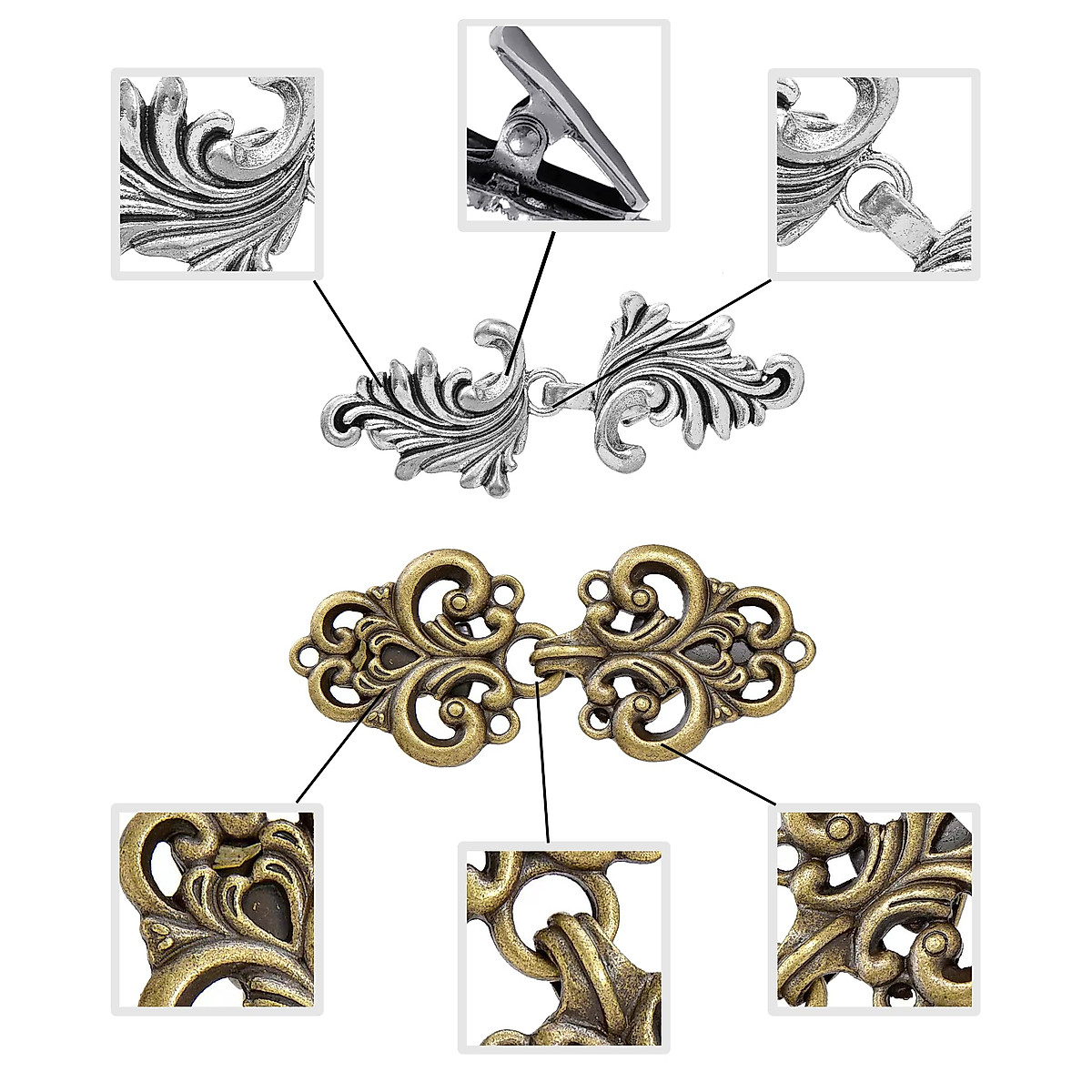 Fxiqini 10Pcs Vintage Cardigan Sweater Clips Shawl Collar Shirts Dress Brooch Clips for Women Swirl Clip Cape Cloak Clips Scarf Clip