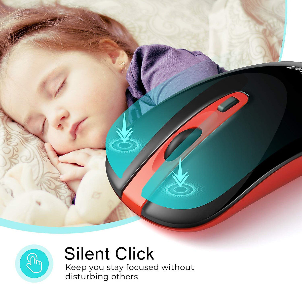 LeadsaiL Wireless Computer Mouse, 2.4G Portable Slim USB Mouse, Silent Click Cordless Mouse 3 Adjustable Levels, 4 Buttons Laptop Mouse for Windows Mac PC Notebook