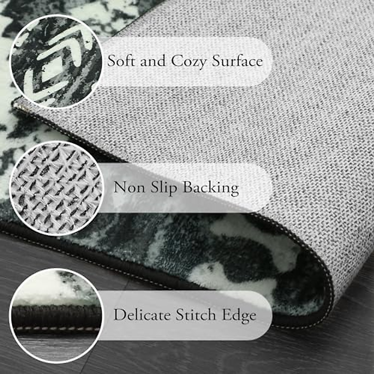 Lahome Boho Moroccan 8x10 Area Rugs, Ultra-Thin Soft Black White Rugs for Living Room Washable, Non-Shed Tribal Print Large Indoor Carpet Stain Resistance for Bedroom Playroom Nursery