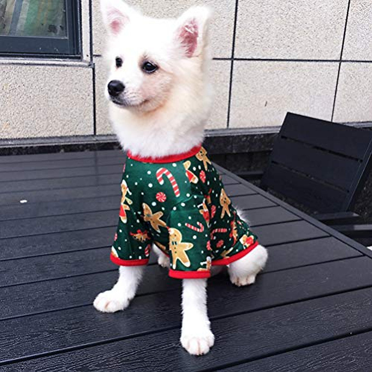 Gingerbread Man Pattern Pet Coat Dog Christmas Clothes Adorable Pet Party Outfit- Pet Party