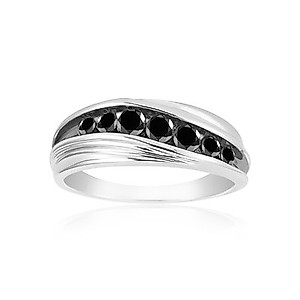 Vogati 1.00 Ct Black Diamond Ring in Sterling Silver - Valentine's Day Sale