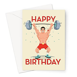 Lemon Loco Happy Birthday Weight Lifting Greeting Card, Standard Size, Multicolor