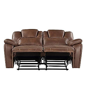 Steve Silver Katrine Brown Faux Leather Manual Reclining Loveseat