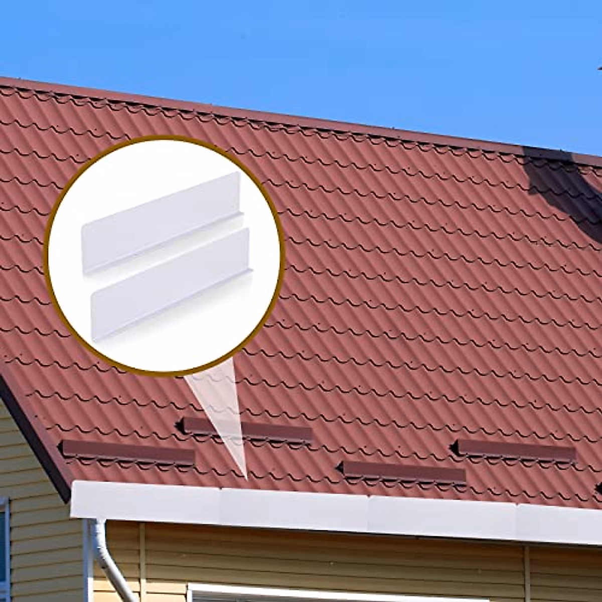 4 Pcs Gutter Valley Splash Guards Downspout Diverter Roof Rain Diverter White Roofing Gutter Guards with 40 Screws Gutters for House Residential Flat Shingle Roofs Corner (Straight)