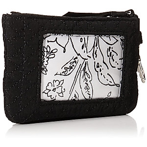 Vera Bradley Women's Microfiber Zip ID Case and Lanyard Combo, Black, One Size