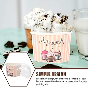 Zerodeko Yogurt Container 50 Sets Dessert Paper Cups Dessert Bowls Disposable Yogurt Bowl Ice Cream Cups Lidded Cake Bowls for Sundae Bar Cake