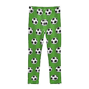 Soccer Ball Toddlers Girls' Leggings Soft Comfortable 7-8T Girls Athletic Leggings Moisture Wicking Girls Clothes for Daily Wear Walking Dance Yoga Gym Multi