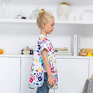 Fiodrimy 2 Pack Kids Art Smock, Waterproof Artist Painting Aprons, Sleeveless Children Art Smocks with Pockets for Age 2-7 Years