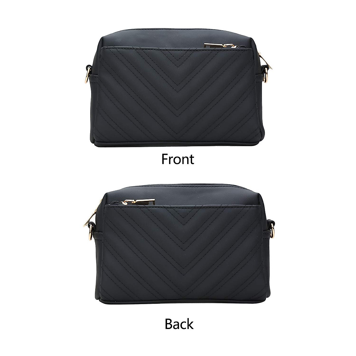 KKXIU Triple Zip Lightweight Small Crossbody Bags for Women Quilted Shoulder Purses and Handbags (Black) …