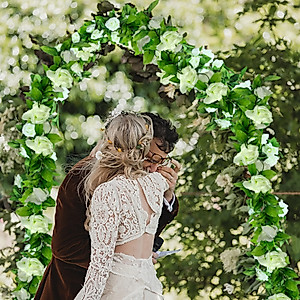 ASHINER 5 Pack 37.5 FT Artificial White Flower Garlands Fake Rose Vines Fall Decor Faux Floral Wall Hanging Plants for Wedding Arch Garden Home Party