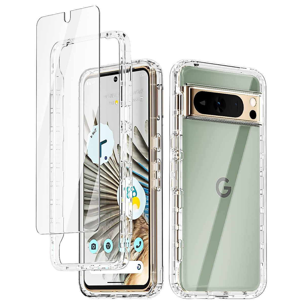 AICase Google Pixel 8 Pro Case Clear Full Body Rugged with [Tempered Glass Screen Protector] Bumper Slim Soft Silicone Heavy Duty Protection Shockproof Cover for Google Pixel 8 Pro 2023_4