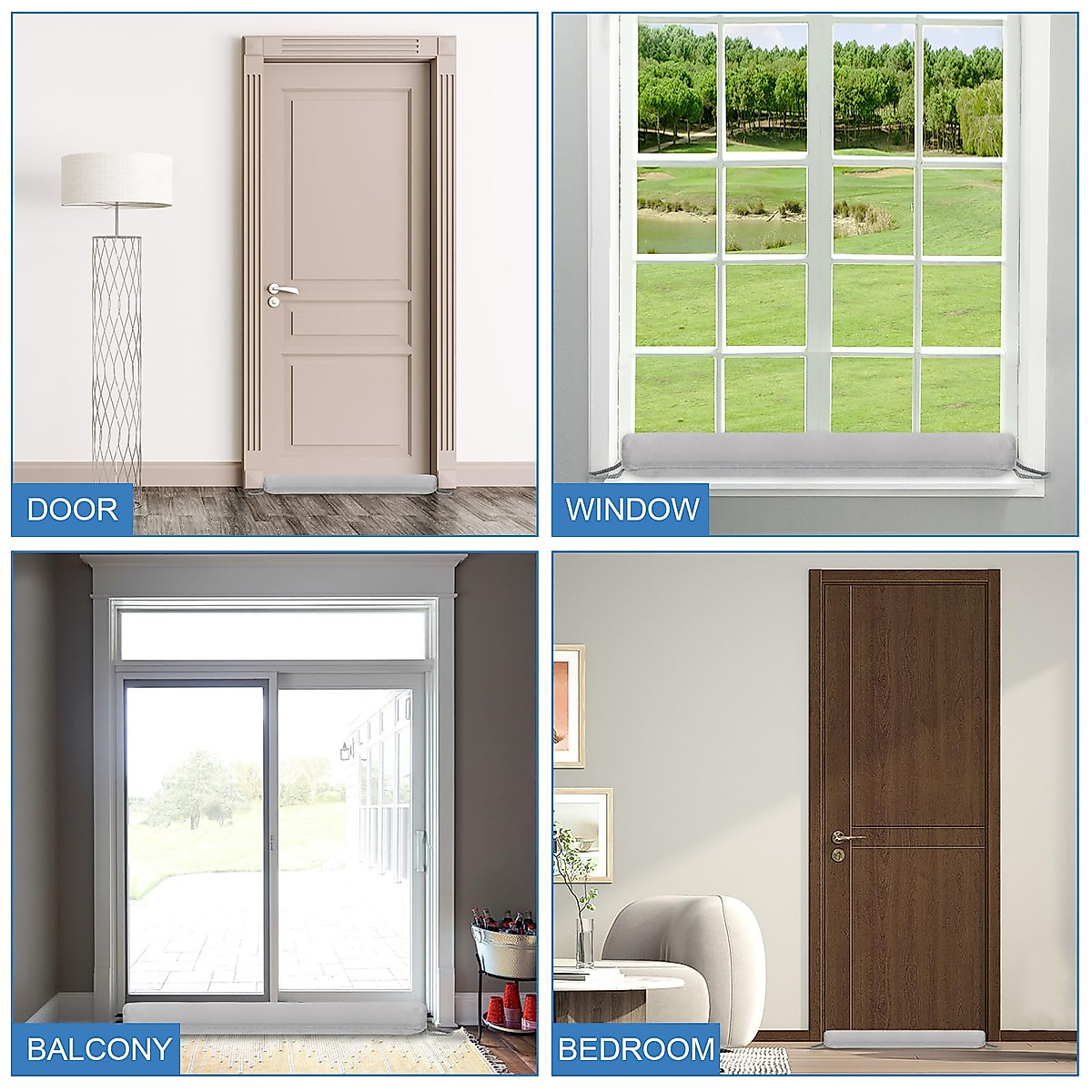 DCUINS Door Draft Stopper 36 Inch, DIY Self-Filling Draft Guard for Bottom of Door, Noise Blocker for Doors and Windows, Machine Washable, Gray