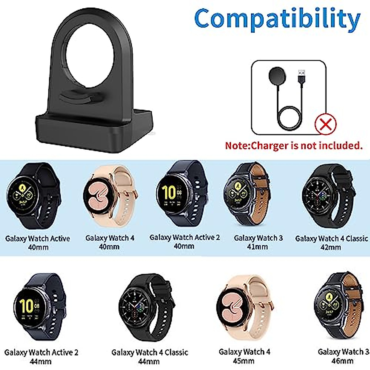 SOKUSIN Stand for Samsung Watch - Charger Dock Holder Base for Galaxy Watch 4/Watch 4 Classic/Watch 3/Active 2/Active, Cable Management Slot [No Charger Cable]