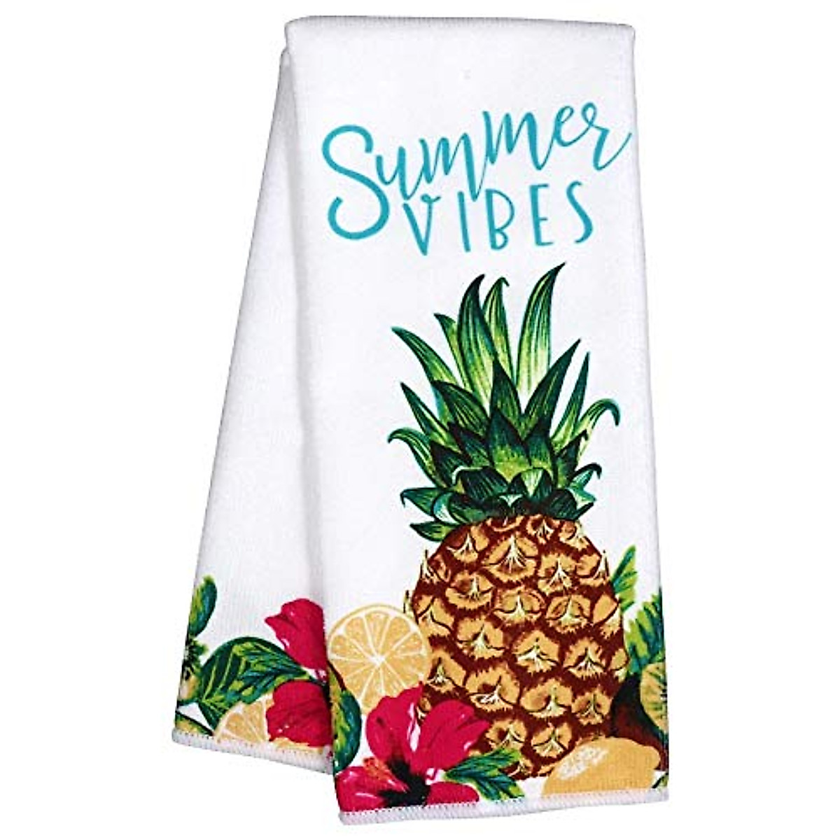 CGT Summer Vibes Pineapple Tropical Summer Hand Towels Party Barbecue Kitchen Bathroom Home Decor (Set of 2)