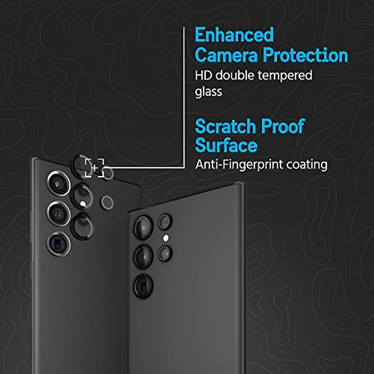 Pelican Samsung Galaxy S23 Ultra Camera Lens Protector w/ Metal Rings - 9H Tempered Glass - Durable Anti-Scratch Tech & Anti-Shatter - Ultra HD View with Night Shooting & Case Friendly, Easy Install