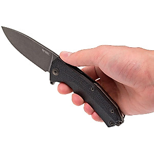 LionSTEEL KUR Folding EDC Pocket Knife, Full Sized Folder, Sleipner Steel Blade, G10 Handles – Lightweight Daily Carry Tool, Black G10 Black Blade