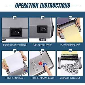 Tattoo Transfer Stencil Machine with 30 Pieces A4 Tattoo Transfer Paper Tattoo Printer Machine Thermal Stencil Paper Printer Mini Thermal Copier Printer for Tattoo Supplies (Silvery Grey)