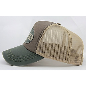 Home Prefer Mens Vintage Mesh Trucker Hat Outdoor Adjustable Snapback Baseball Cap Sun Protection Cap Army Green