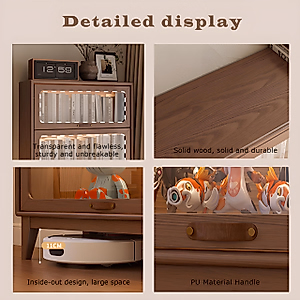 5 tier Wooden Bookcase with Tempered Glass Doors, 72Hx14Dx32w inch large solid wood bookshelf glass front bookshelves flip top display cabinet case hidden glass doors for apartments, home offices