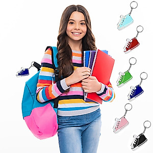 The Dreidel Company Sneaker Keychain, Cloth Material Shoe with Key Chain, Assorted Colors (6-Pack)