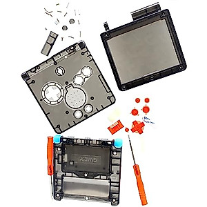 Deal4GO Semi Transparent Full Housing Shell Case kit w/Buttons Screen Lens Replacement for Game Boy Advance SP GBA SP (Black)