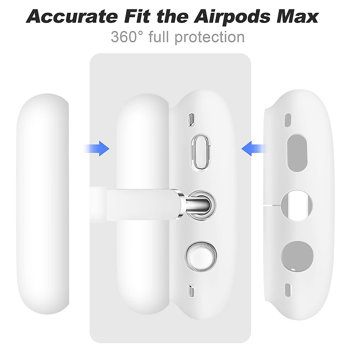 [3 in 1] Vsagier Silicone Case for AirPod Max,Ear Pad Case Cover/Ear Cups Cover/Headband Cover,Skin Anti-Scratch, Accessories Ultra Protective Cover for Apple AirPods Max(White)…