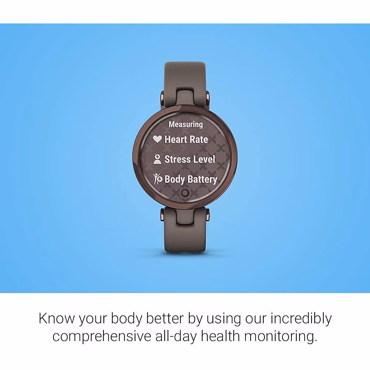 Garmin Lily™, Small Smartwatch with Touchscreen and Patterned Lens,Heart Rate Monitor Dark Bronze