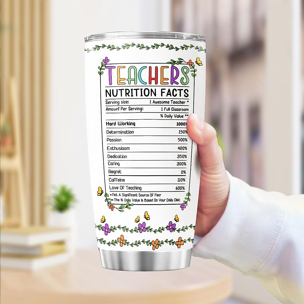 HUBUPU Stainless Gift For Women Tumblers Pack Steel Coffee Teachers Appreciation Cups Music, Teacher Gifts, Tumbler 20 Oz With Lid And Straw, Teacher Life Nutrition Facts