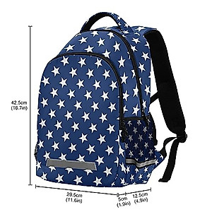 JHKKU Backpack Blue Star Print School Bags Teen Personalized Bookbag, Casual Shoulders Bag Lightweight Travel Laptop Backpacks for Boys Girls