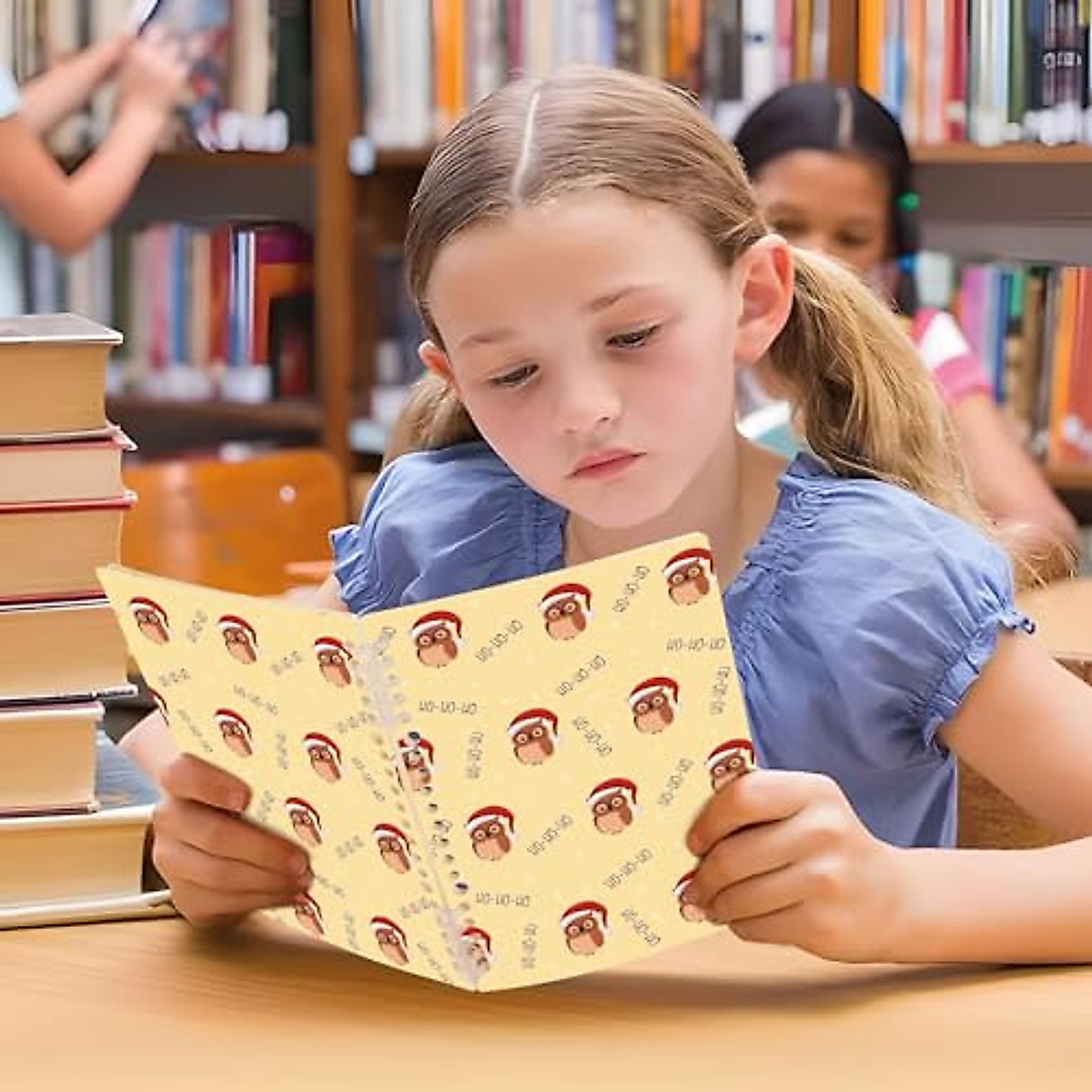 SPRIPORT Cute Owl Christmas Hat Spiral Journal Notebook for Women Men A5 Memo Notepad Sketchbook with Durable Hardcover & 60 Pages School Stuff for Study Notes Work School Journaling Boys Grils